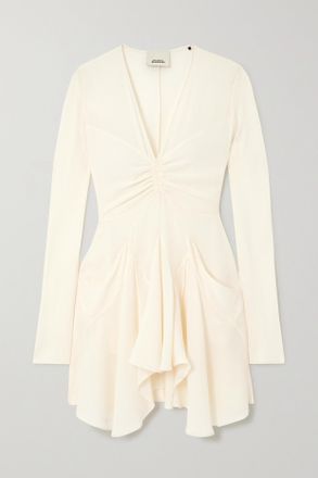 Isabel Marant Usmara Minikleid Aus Cr&ecirc;pe Mit Raffungen - Wollwei&szlig;
