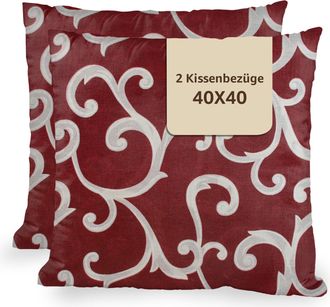 Generico Kissenbezüge für Sofa, 40 x 40 cm, dekorative Kissenbezüge mit verstecktem Reißverschluss, hergestellt in Italien, 2 Stück, Rot