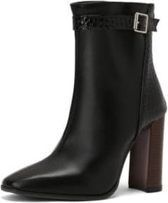 Generic Bottes Femme Mi-Mollet À Boucle Bout Pointu Talons Carrés Fermeture Côté Tige Cuir Durable Confortables Enfilables Classiques Décontracté Quotidien So