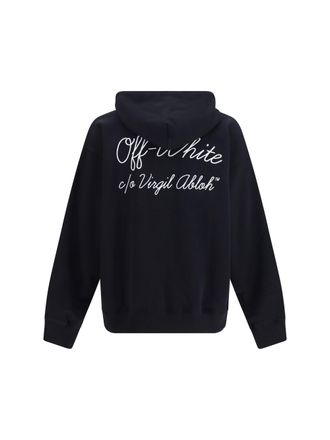 Off-white Mens Script Logo Skate Hoodie Black Cotton Sweatshirts Sweater