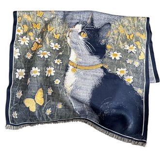 GFM Ch&acirc;le pashmina imprim&eacute; chats au toucher cachemire pour lautomne et lhiver (CTSHL-CC), Ctshl-n-b009-vert, L