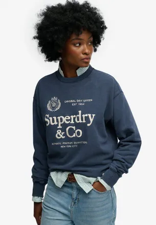 Superdry Sweatshirt LUXE CASUAL EMB LOOSE CREW mit Print, aus Baumwolle, Relaxed Fit, ohne Verschluss