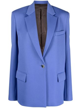 The Attico blazer en laine &agrave; simple boutonnage - Bleu