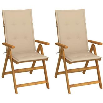 vidaXL Vidaxl - Chaises inclinables de jardin lot de 2 et coussins Bois acacia