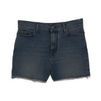 Karl Lagerfeld Femme, Shorts, Bleu, Taille: W27 Short Denim Sfrangiato Logo Retro