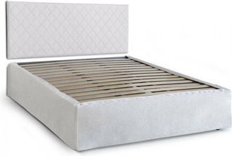 Talamo Italia Doppelbett Dbenass, Kopfteil-Set aus Kunstleder mit orthopädischer Basis und Volant, 100% Made in Italy, passend für 160x190 cm Matratze, Weiß - Dmora