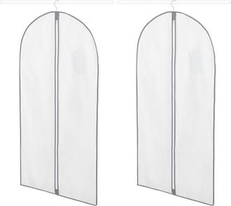 Compactor Housse longue pour v&ecirc;tements &agrave; suspendre taille L, coloris blanc et liser&eacute; gris (Lot de 2)