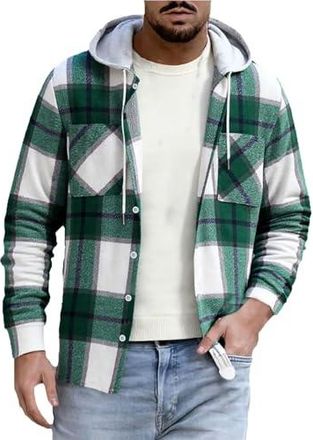 Generic Sweat &agrave; capuche uni printemps pour homme 2026 nouveau manteau &agrave; carreaux chemise &agrave; double capuche d&eacute;contract&eacute; sweat &agrave; capuche v&ecirc;tements pour entra&icirc;nem