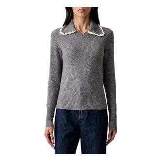 Twinset Pull en maille &agrave; col en V - Femme - Pulls - Gris - Taille: 36 FR