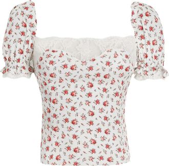 Dolce & Gabbana Floral-print Lace-trim Top