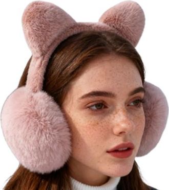 Generic Cache-oreilles dhiver | Housse chaude et pliable coupe-vent avec motif ours - Pour la neige, la course &agrave; pied, le sommeil, le ski, rose, Refer to desc