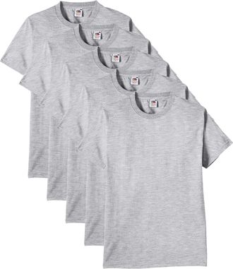 Fruit Of The Loom Herren Regular Fit T-Shirt Heavy Cotton Tee Shirt 5 pack, Grau (Heather Grey), XXXL