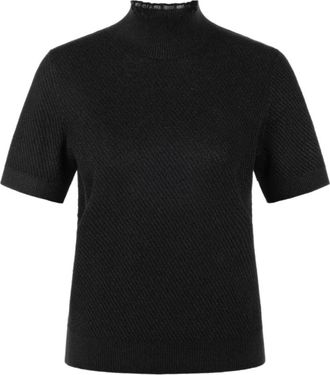 Marc Cain Kurzarm-Pullover mit Lurex - - Knitwear - Damen - Schwarzk - 2XL