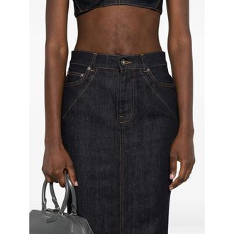 Givenchy Tonal Stitching Cotton Straight Skirt - Blue