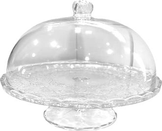 IKEA Servierplatte ARV BRÖLLOP Glas-Platte auf Fuß mit Abdeckung - 22cm hoch - 29cm Durchmesser - Spülmaschinenfest