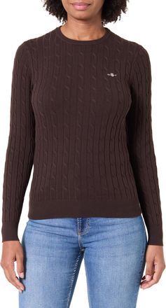 GANT Damen Stretch Cotton Cable C-Neck Pullover, DEEP Brown, XL