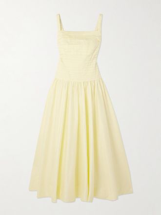 Aje Star Midikleid Aus Baumwollpopeline Mit Falten - Gelb