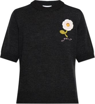 Ganni Femme, Pulls, Noir, Taille: 36 FR Logo Sweater