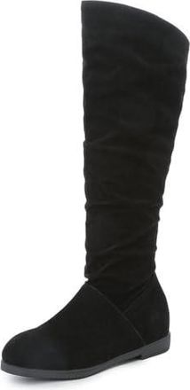 Generic Bottes molles et confortables &agrave; bout rond cach&eacute;s pour femme - Chaussures dhiver chaudes et larges mollets &agrave; enfiler, Noir, 39.5 EU