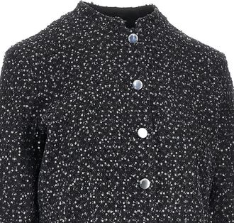 Emporio Armani Sequin-Embellished Boucl&eacute; Cotton Jacket - Black
