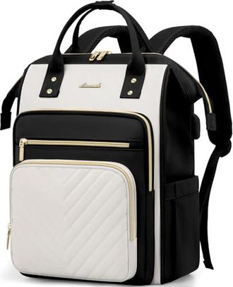 Lovevook Sac à dos pour ordinateur portable pour femme, A-noir et beige, 17.3 Zoll