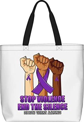 Generic Sac De Courses Mettre Fin &Agrave; La Violence Domestique Fourre Tout Pliable Lavables Sacs En Toile Pour Femmes, Pour Burea, Voyage, Femmes, Tous Les Jours