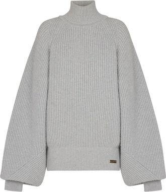 Balmain pull côtelé à col roulé - Gris