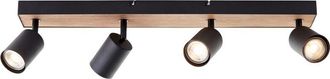 Brilliant Plafonnier brillant Jello Wood spot bar, pivotant, 15x60x8 cm, 4 x GU10, 345lm, 3000K, m&eacute;tal/bois