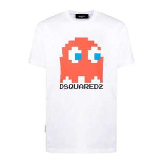 Dsquared2 Graphic Cotton Crewneck - - Tops - Herren - Wei&szlig; - XL