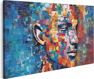 Islandburner Bild auf Leinwand Abstrakte Menschlichen Kopf Puzzle Psychologie Gehirn Bilder Wandbilder Poster JDOW-1P