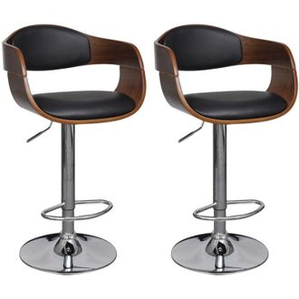vidaXL Vidaxl - Tabourets de bar lot de 2 bois courb&eacute; et similicuir