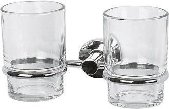 Spirella Zahnputzbecher Doppelhalter Atlantic aus Glas zum Kleben oder Bohren