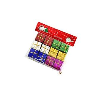 Ogquaton PULABO 12pcs Ensemble boîtes à Cadeaux Scintillants avec Fil dor Couleurs Assorties Miniature Ornements de noël de noël Arbre Pendentif décoration Pra