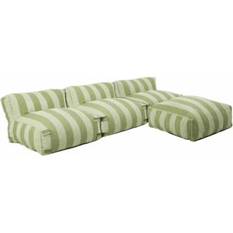 Oviala Salon de jardin modulable avec 3 chauffeuses et 1 pouf vert cactus - Mixi