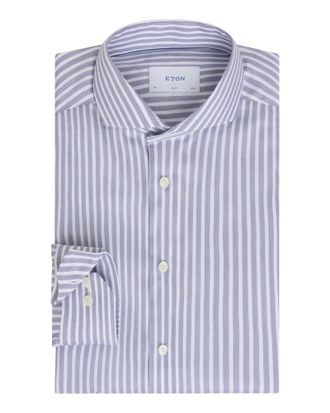 Eton Gestreiftes Twill-Hemd mit Haifischkragen, Slim in