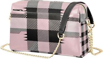 Mnsruu Sacs à bandoulière pour femme, sac à main en cuir à carreaux noirs