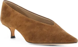 Le Monde Beryl Womens Babouche Kitten Heel Suede Pumps Brown Calf Leather High Shoes