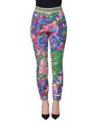 Dolce & Gabbana Womens Floral-Print Silk Stretch Leggings Multicolor Elastane