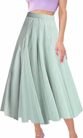 Generic Jupe plissée en maille pour femme - Jupe de fée mi-longue - Jupe de danse - Jupe en jean - Grande taille, vert menthe, XL