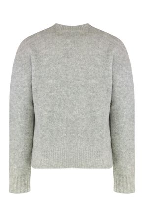 Ami Mens Sweater Round Neck Grey Mixed Wool Alpaca Sweatshirts