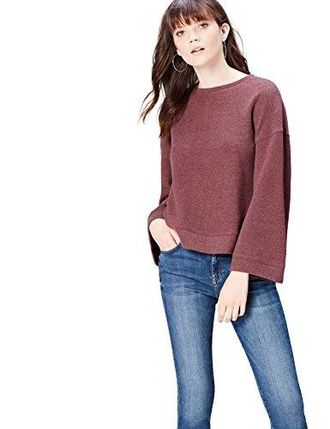 Find. Soft Touch Bell Sleeve, Sweat-Shirt Femme, Rouge (Tawny Port), Medium