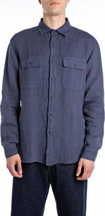 Replay Herren M4147 Hemd, 282 MEDIUM Blue, XXL