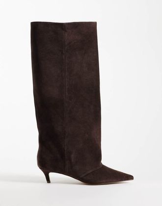 Steve Madden Luca - Bottes montantes &agrave; petit talon en daim - Marron