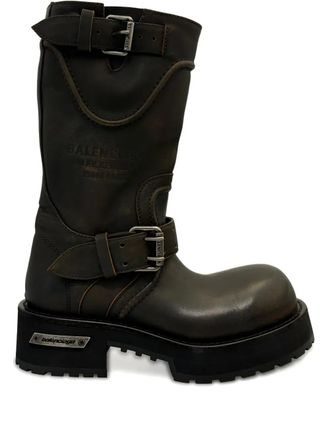 Balenciaga bottes Venom &agrave; boucles - Marron