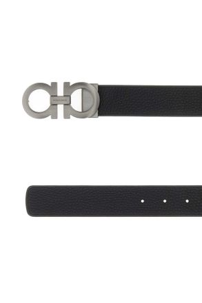 Ferragamo Mens Black Leather Reversible Belt Neromidnight Cinture