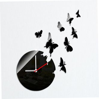 Amosfun Schwarze DIY Acryl-spiegelwanduhr Wandtattoo Dekorationsaufkleber Schmetterlingsf&ouml;rmig Mit Abnehmbarem Spiegelsticker F&uuml;r Wohnzimmer Schlafzimmer