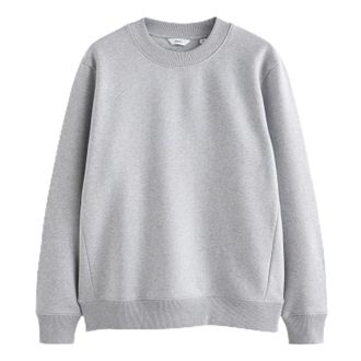 Next Herren Premium Sweatshirt, aus Baumwolle, Rundhalsausschnitt & Gebürstetes Futter Grau M