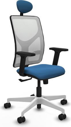 Piqueras y Crespo PC-Stuhl aus blauem Netzstoff, mit 2D-Armlehnen, h&ouml;henverstellbarer Lendenwirbelst&uuml;tze und festem Kopfteil, ausgestattet mit 3 Positionen und Schneide