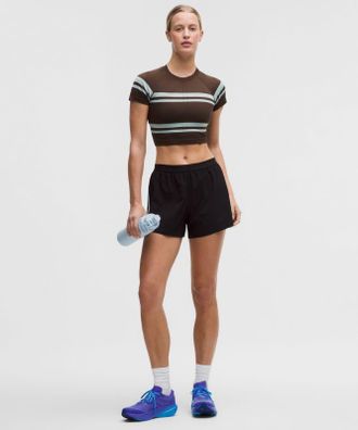 lululemon Short fendu taille haute Rayures pour Femmes - 8 cm - Noir - Taille 2XS