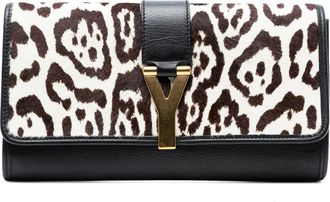 Saint Laurent Clutches - Pony Hair Leopard Print Chyc Ligne Clutch - Gr. unisize - in Weiß - für Damen